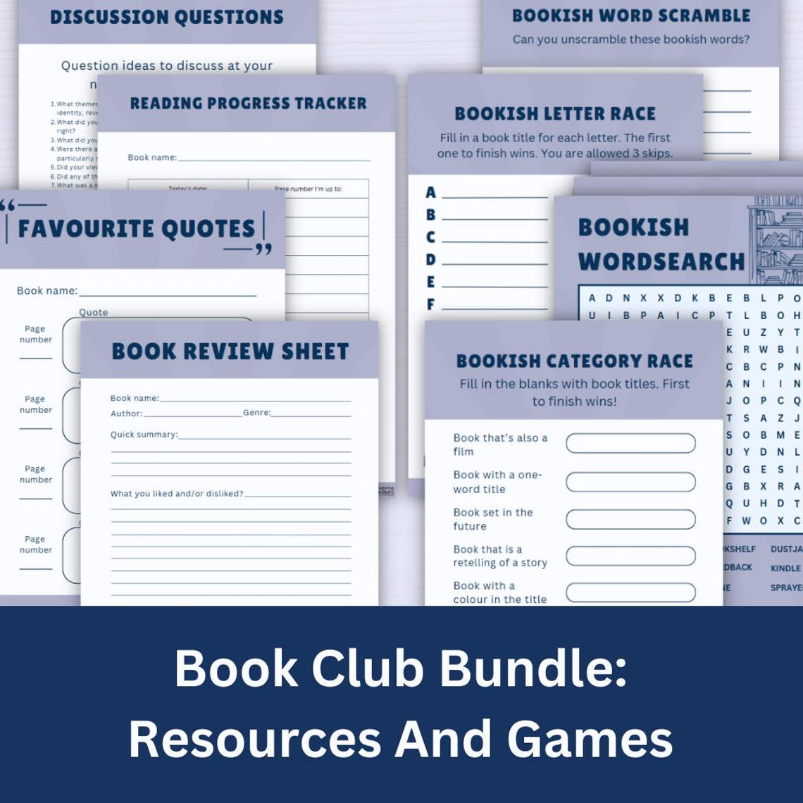 Bookish Bundle for Book Lovers and Book Clubs, Digital Bookish ...