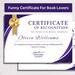 Certificates for Book Lovers, 25 Printable Certificates of Recognition ...