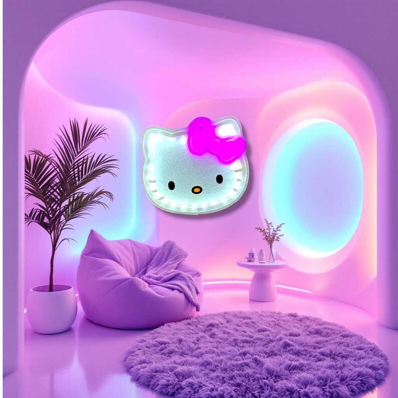 Hello Kitty LED Wall Light: Kawaii Room Decor - Etsy
