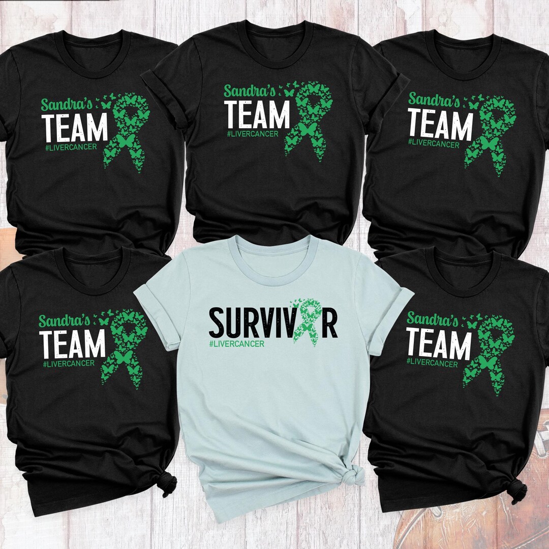 Liver Cancer Support Shirt, Cancer Survivor Tee, Green Ribbon Tshirt ...