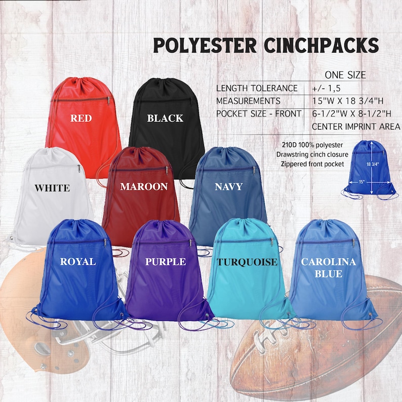 Custom Soccer Football Drawstring Bag, Kids Sports Backpack, Custom Name & Number, Team Spirit ...