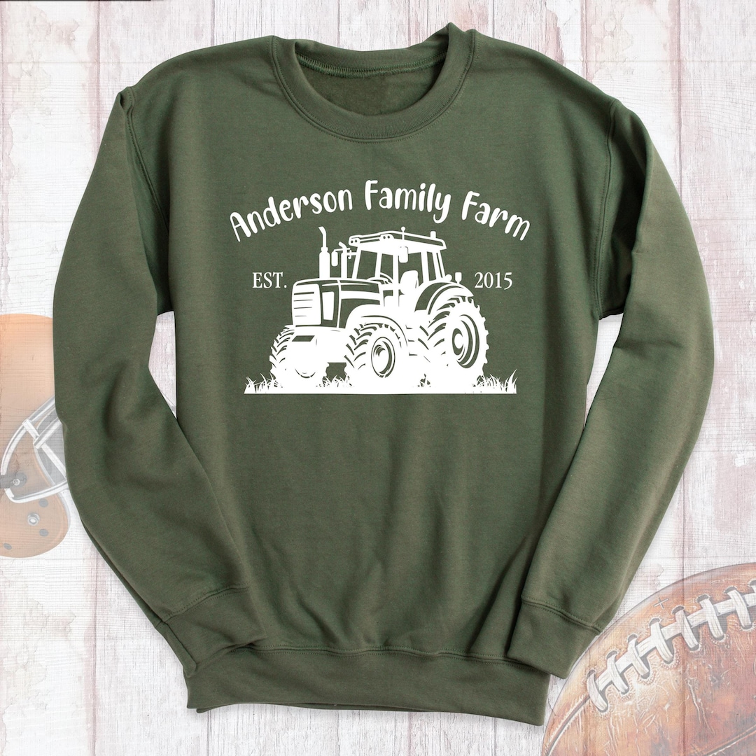 Tractor Farm Custom Sweatshirt, Farmer Hoodie, Family Farm Long Sleeve ...