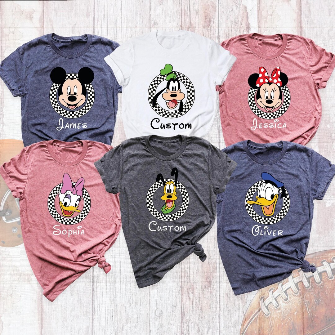 Custom Disney Checkered Shirts Disneyland Trip Tee, Retro Mickey and ...