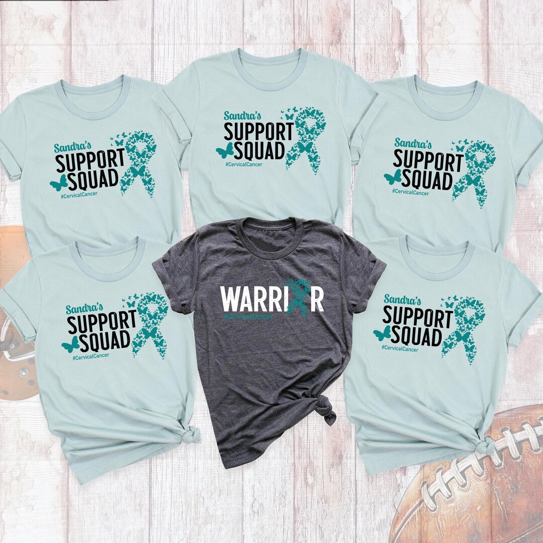 Cervical Cancer Support Squad Shirt, Her Team Cancer Shirts, Teal ...