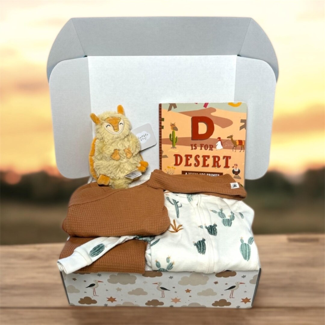 Desert Baby Gift Box | Armadillo Plush | Earth Tone Baby Boy Girl Set ...