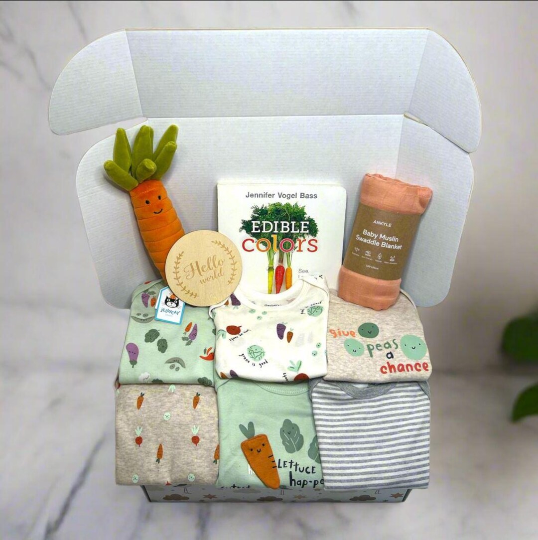 Deluxe Vegetable Baby Shower Gift Box | Jellycat Carrot | Garden Theme ...