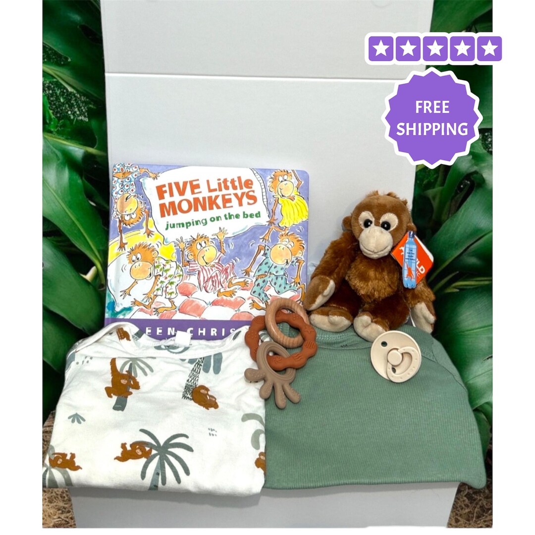 Monkeys Jumping on the Bed Baby Gift Set Angel Dear Monkey Onesie ...