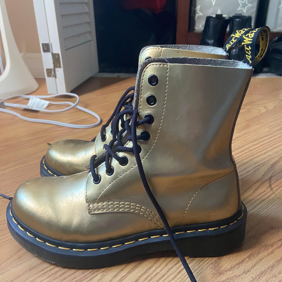 Metallic Gold Doc Marten’s 1460 Pascal Leather Boots - Etsy