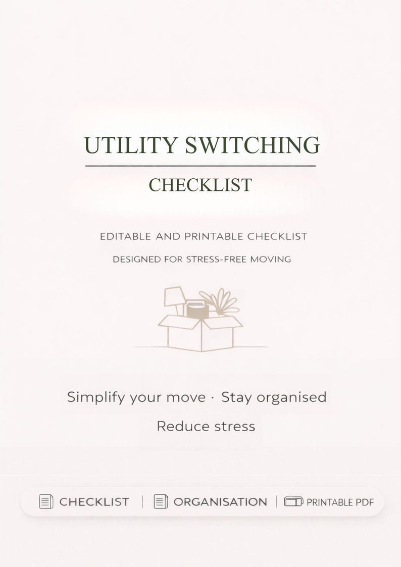 Utility Switching Checklist | Moving House Printable | Editable PDF ...