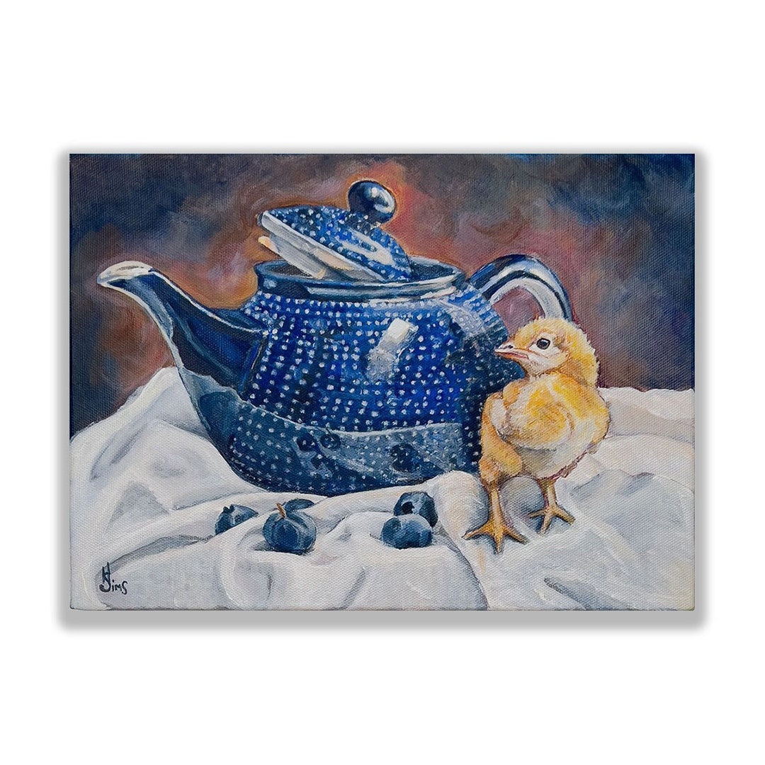 Polish Pottery Teapot Art Print Giclee, Rooster Kitchen Maximalist ...