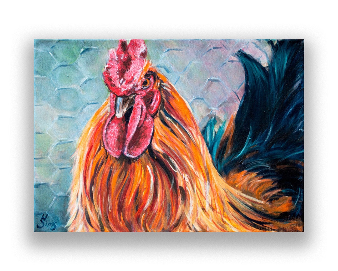 Rooster Fine Art Giclee Print, Chicken Decor, Painting Reproduction ...