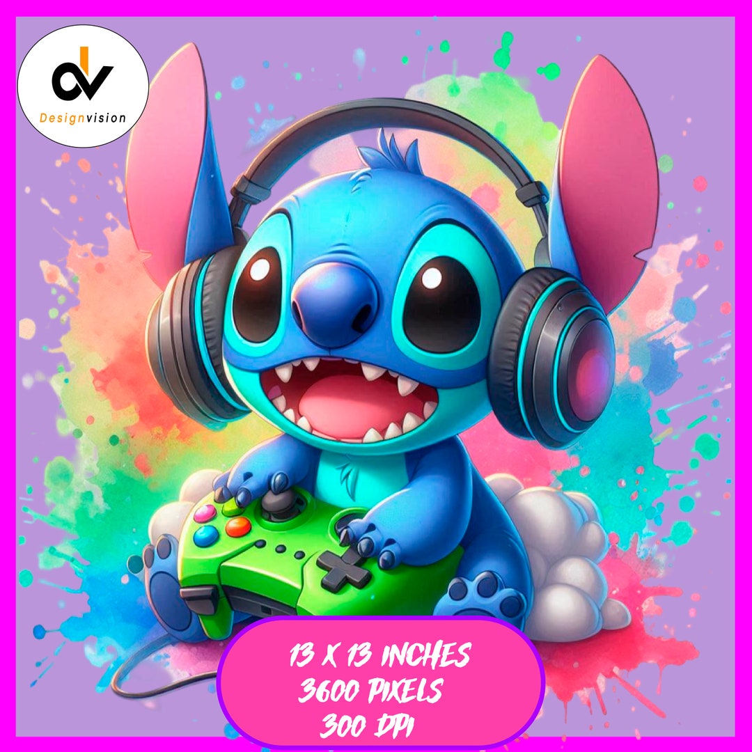 Stitch Gamer Watercolor Splash, Clipart Images, Graphics and Artwork ...