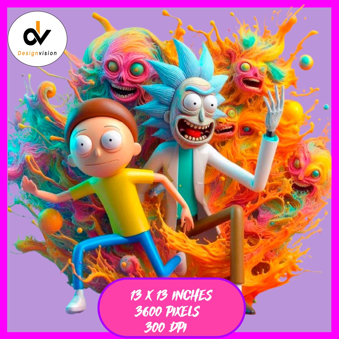 5 PNG Rick and Morty Splash and Watercolor Digital Design PNG File for ...