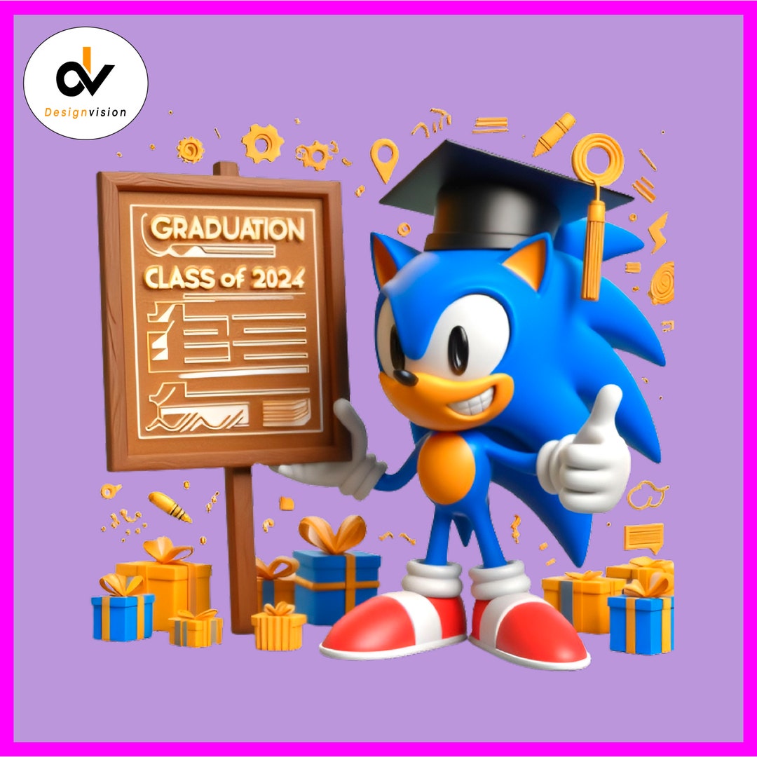 Sonic Graduation 2024 Watercolor Splash, Clipart Images, Graphics and ...