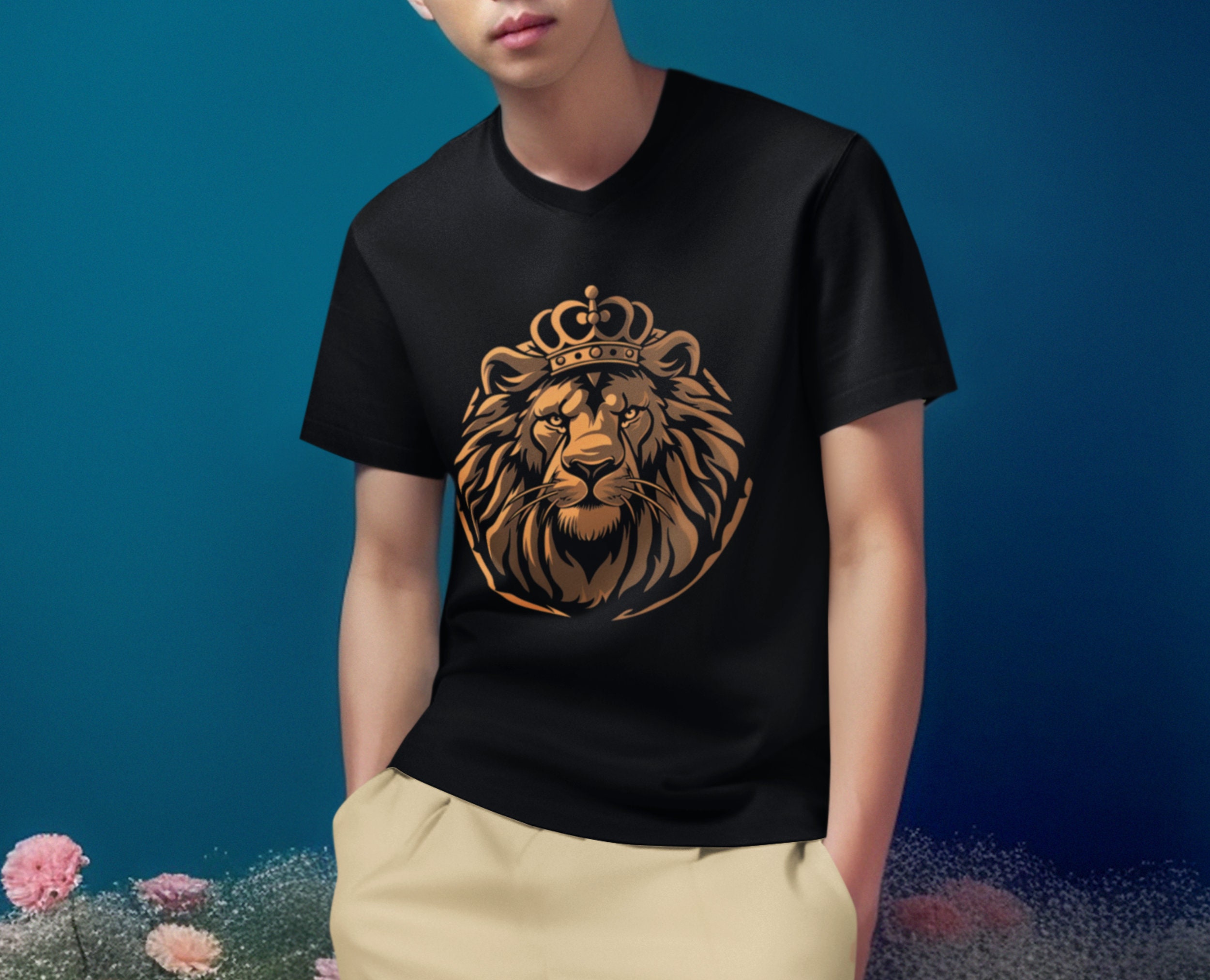 Lion Graphic T-shirt, Modern Lion Shirt, Eye-catching Design, Trendy ...