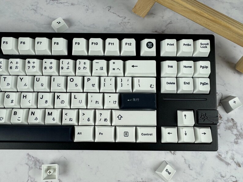 Japanese Theme Keycap Set, Black White Minimalistic Keycap Set for ...