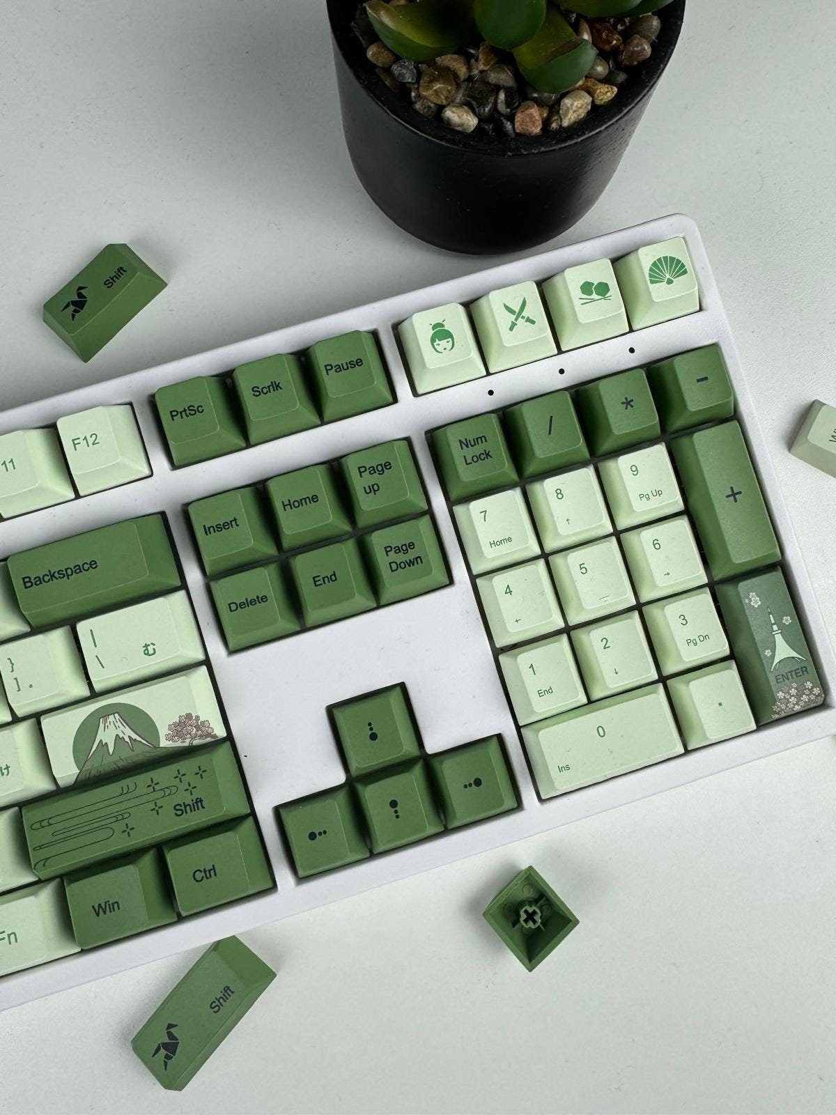 Matcha Mint Green Keycap Set, Green Japanese Theme Keycap Set, Cherry ...