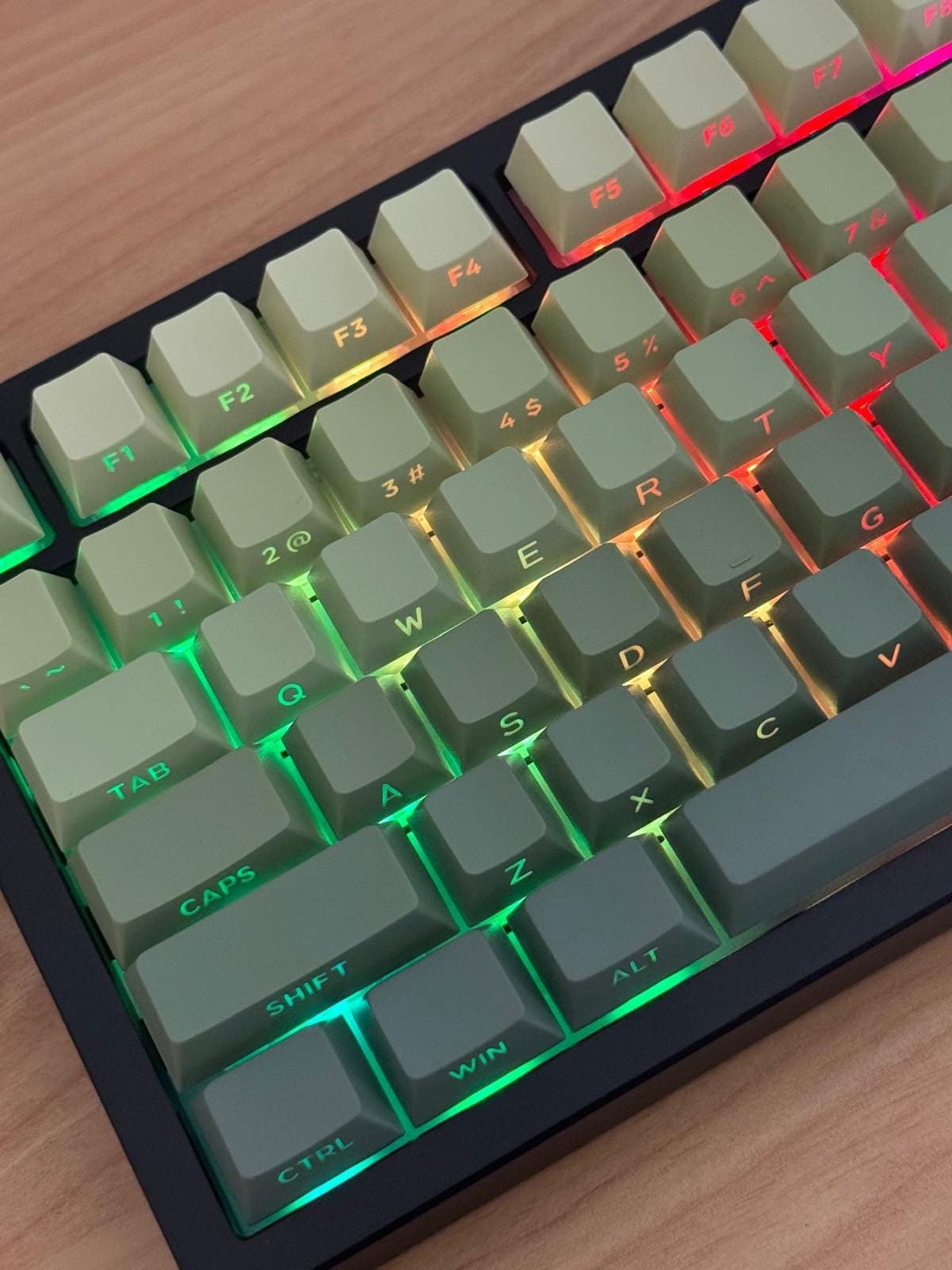 Backlit Matcha Keycap Set, Green Gradient Side Print Keycap Set for ...