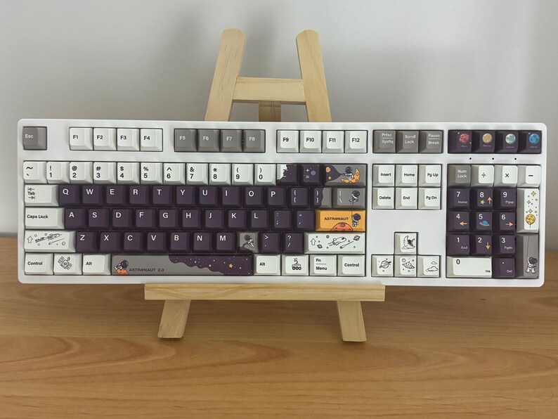 Purple Astrunaut Keycap Set, Cartoon Astronaut Space Theme Keycap Set ...