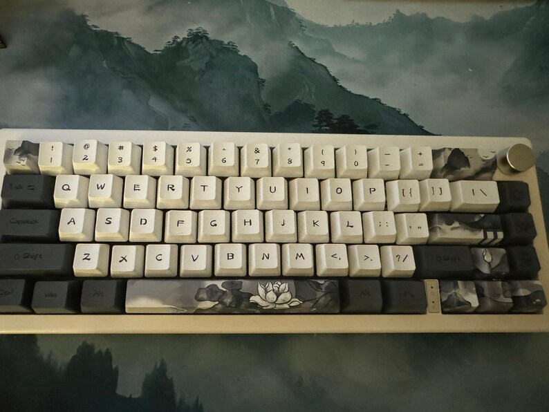 140 Keys Ink Lotus Blossom Keycap Set, Japanese Style Keycaps, Keycaps ...