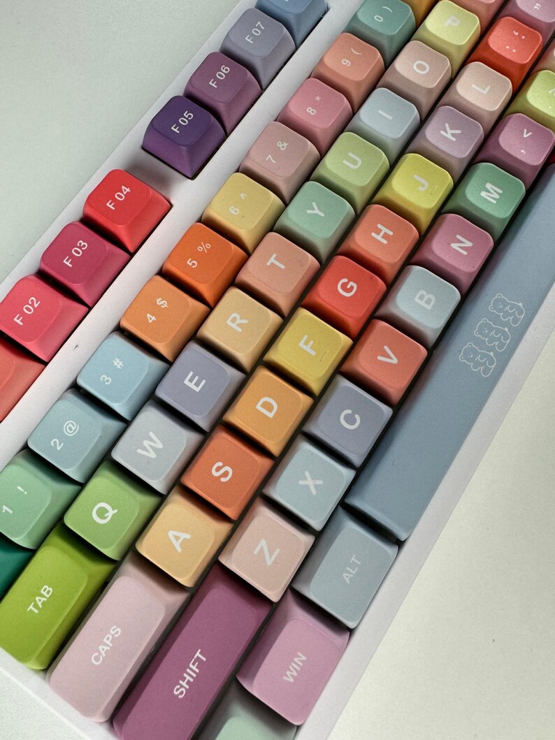 Cute Rainbow Candy Keycap Set, Keycaps for Mechanical Keyboard, Custom ...
