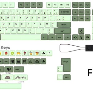Matcha Green Keycap Set, Mint Green Theme Keycap Set for Mechanical ...