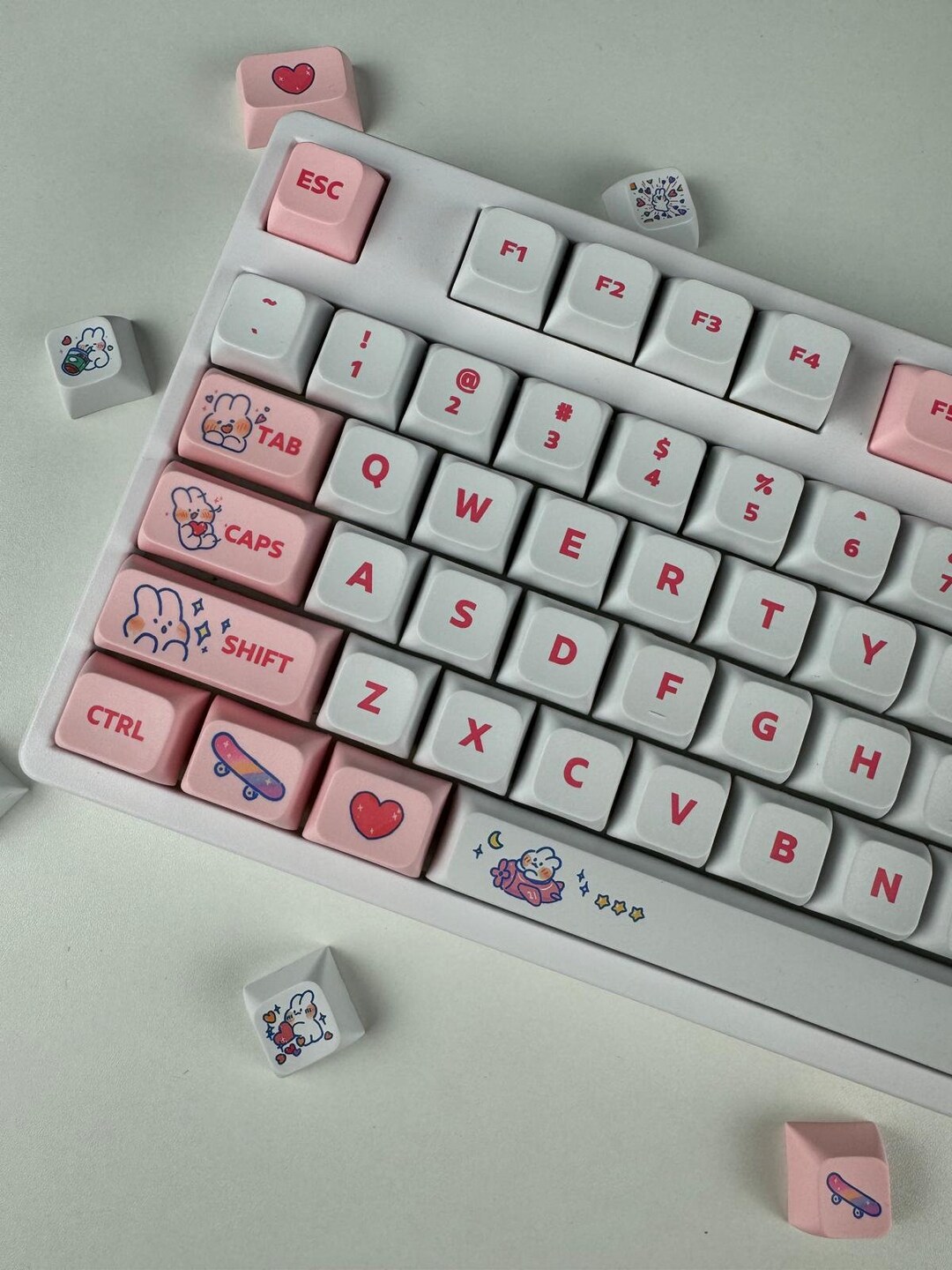 Cute Bunny Theme Keycap Set, Custom Anime Keycap Set for Mechanical ...