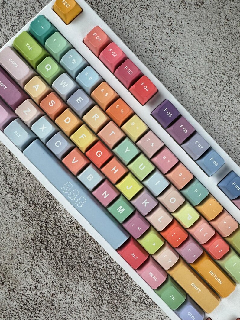 Cute Rainbow Candy Keycap Set, Keycaps for Mechanical Keyboard, Custom ...
