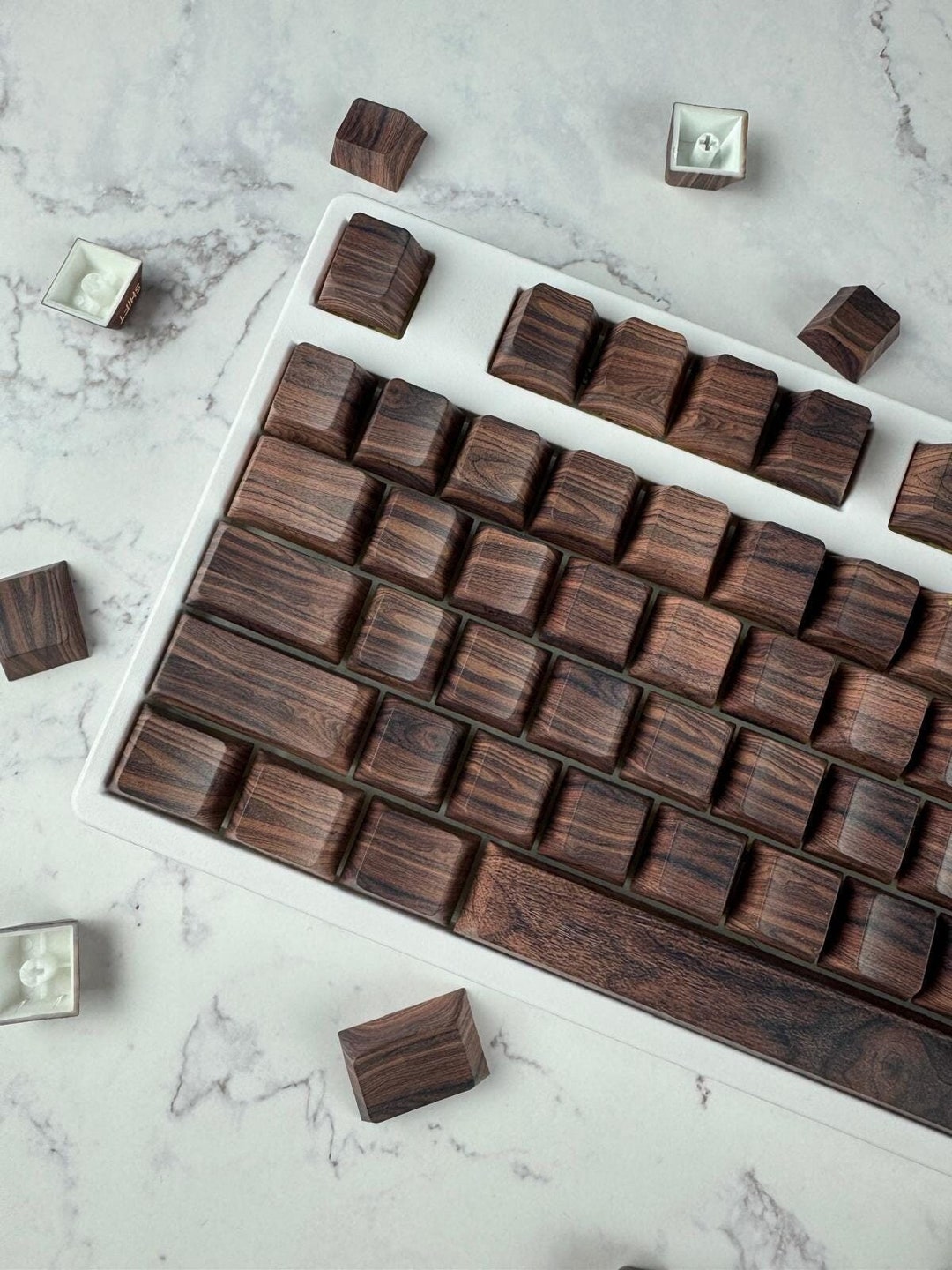 Backlit Wooden Theme Keycap Set, Side Print Keycap Set for Mechanical ...