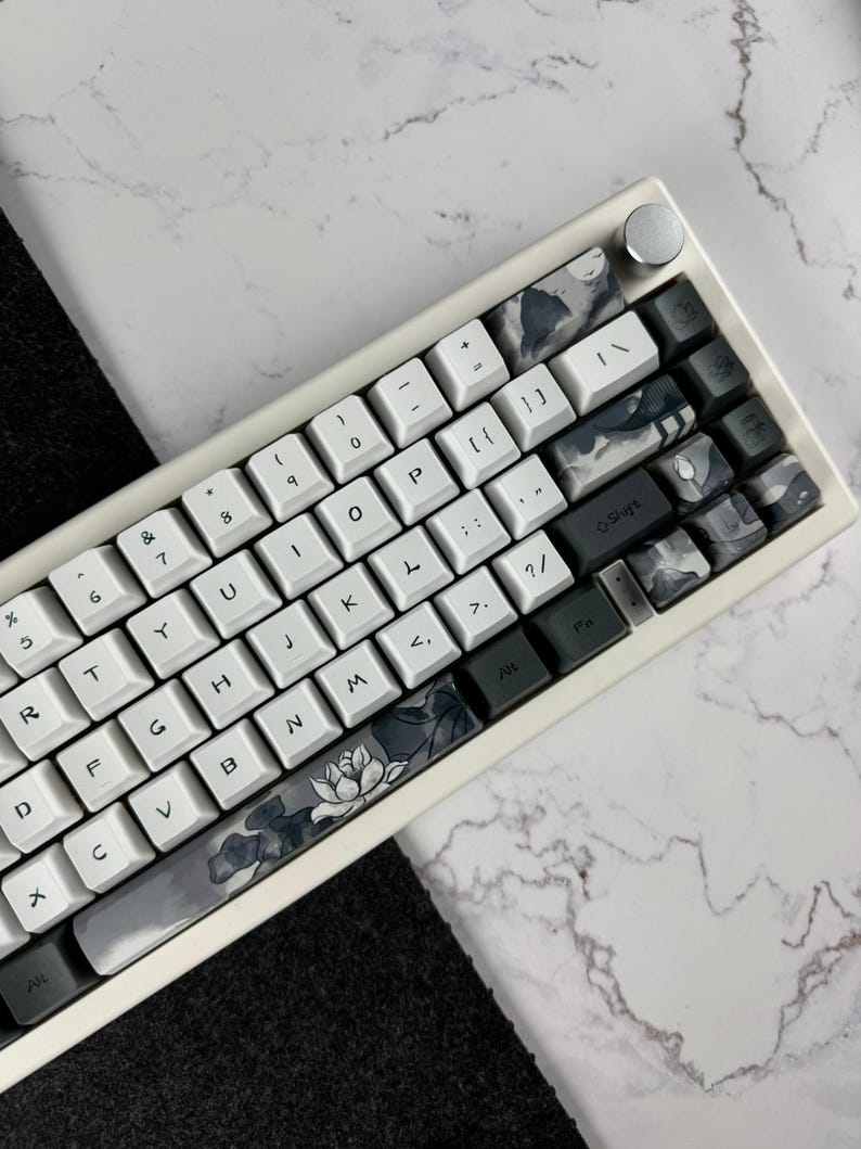 140 Keys Ink Lotus Blossom Keycap Set, Japanese Style Keycaps, Keycaps ...