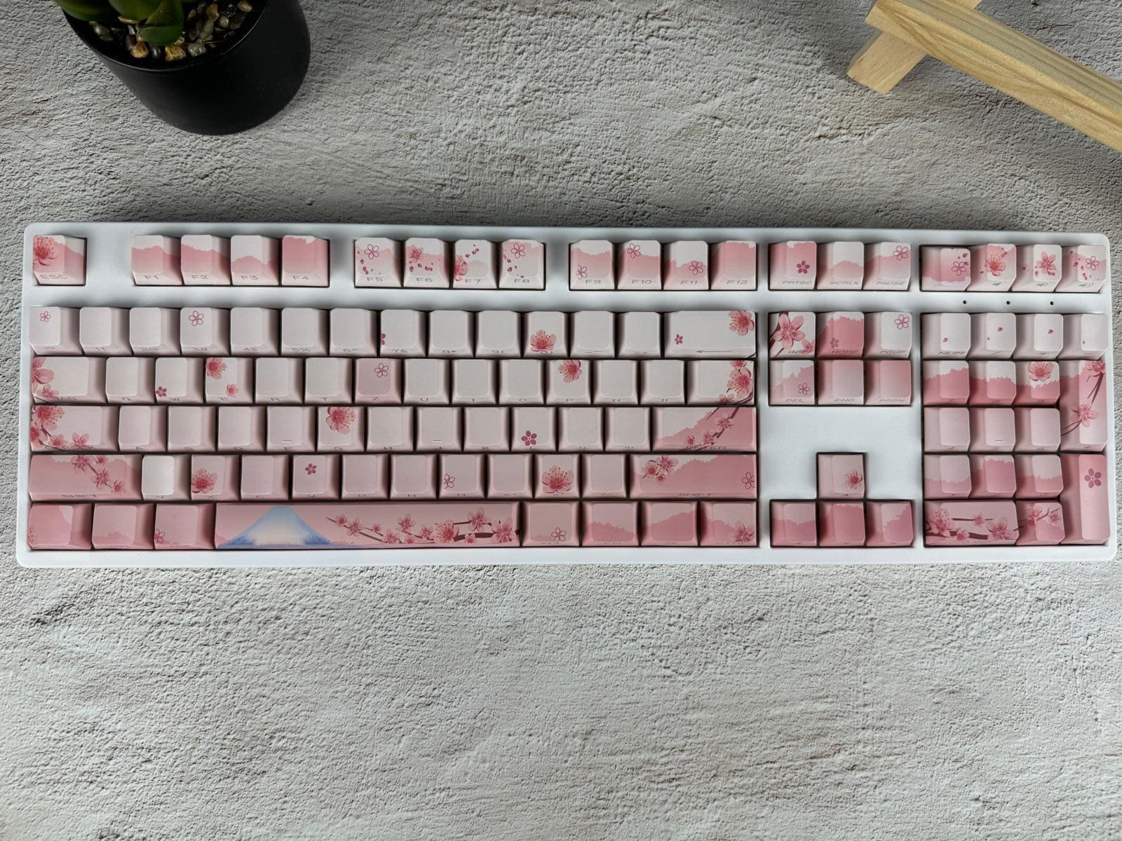 Pink Japanese Cherry Blossom Keycaps, Backlit Side Print Keycap Set ...