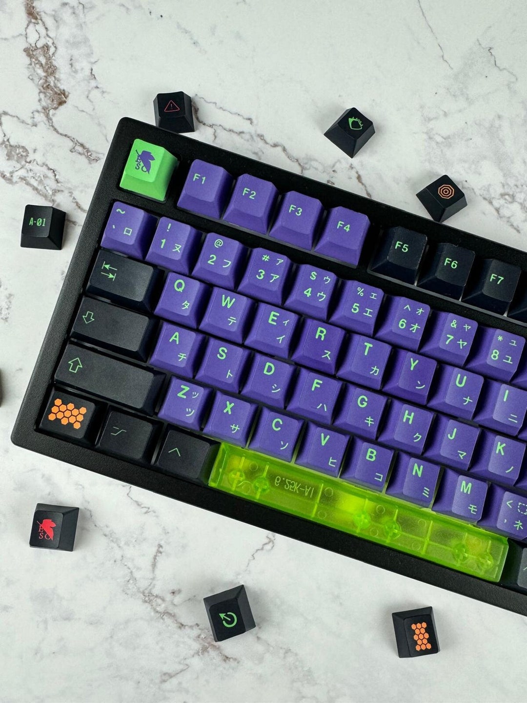 Eva Unit 01 Mecha Robot Anime Theme Keycap Set, Japanese Style Keyboard ...