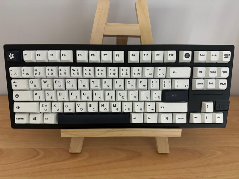Japanese Theme Keycap Set, Black White Minimalistic Keycap Set for ...