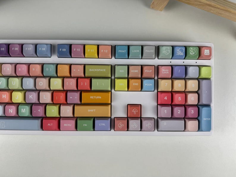 Cute Rainbow Candy Keycap Set, Keycaps for Mechanical Keyboard, Custom ...