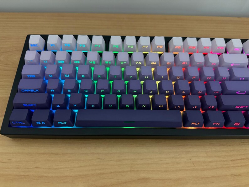 Purple Side Printed Keycap Set, Gradient Pruple Keycaps, Shine Trough ...