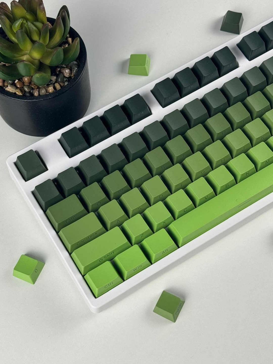 Backlit Matcha Green Keycap Set, Gradient Side Print Keycap Set for ...