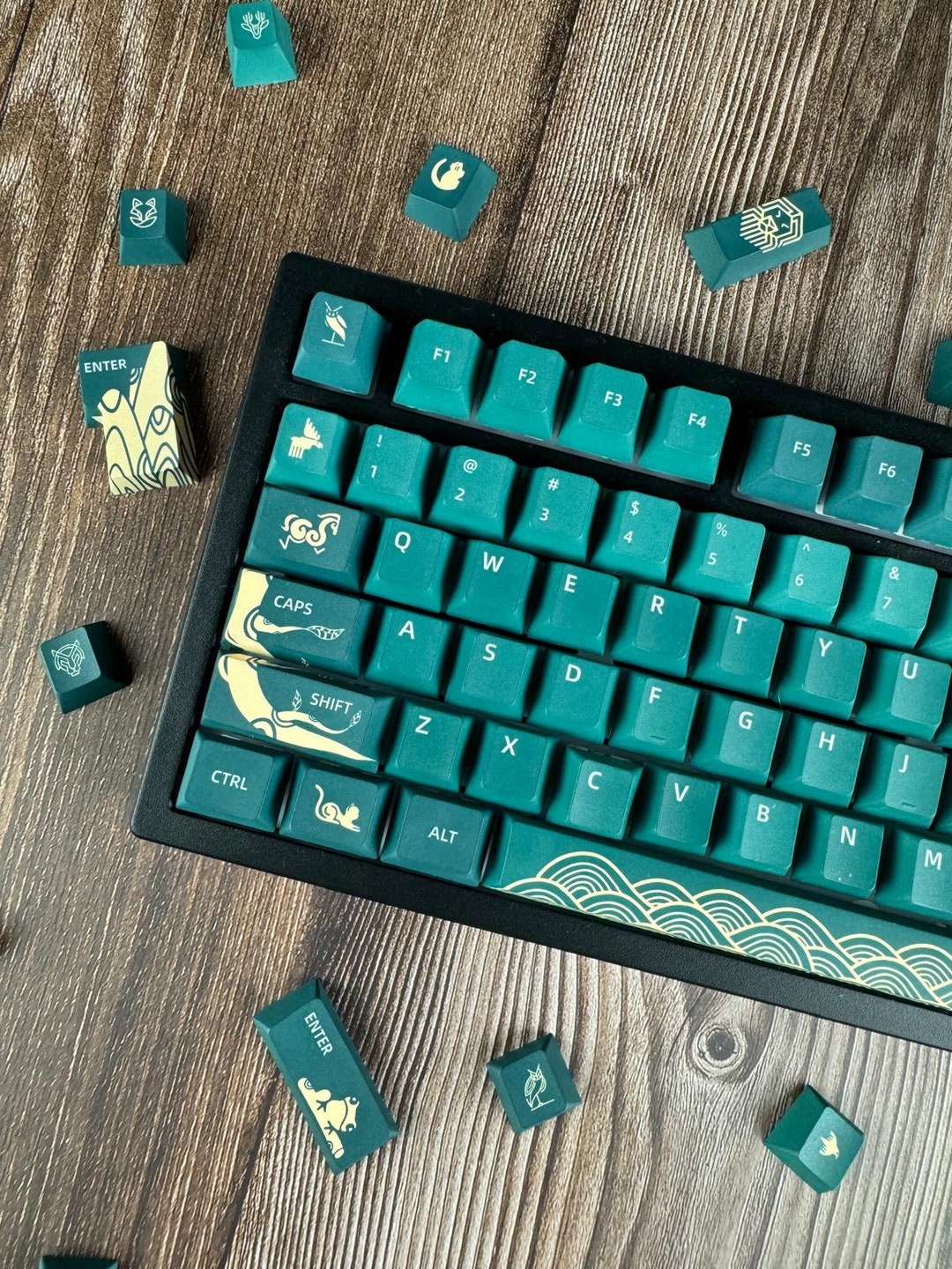 Green Animal Forest Keycap Set, Sage Green Keycap Set for Mechanical ...