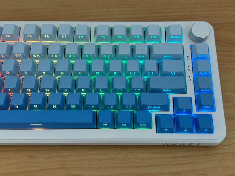 Backlit Blue Side Print Keycaps, Shine Trough Keycap Set for Mechanical ...