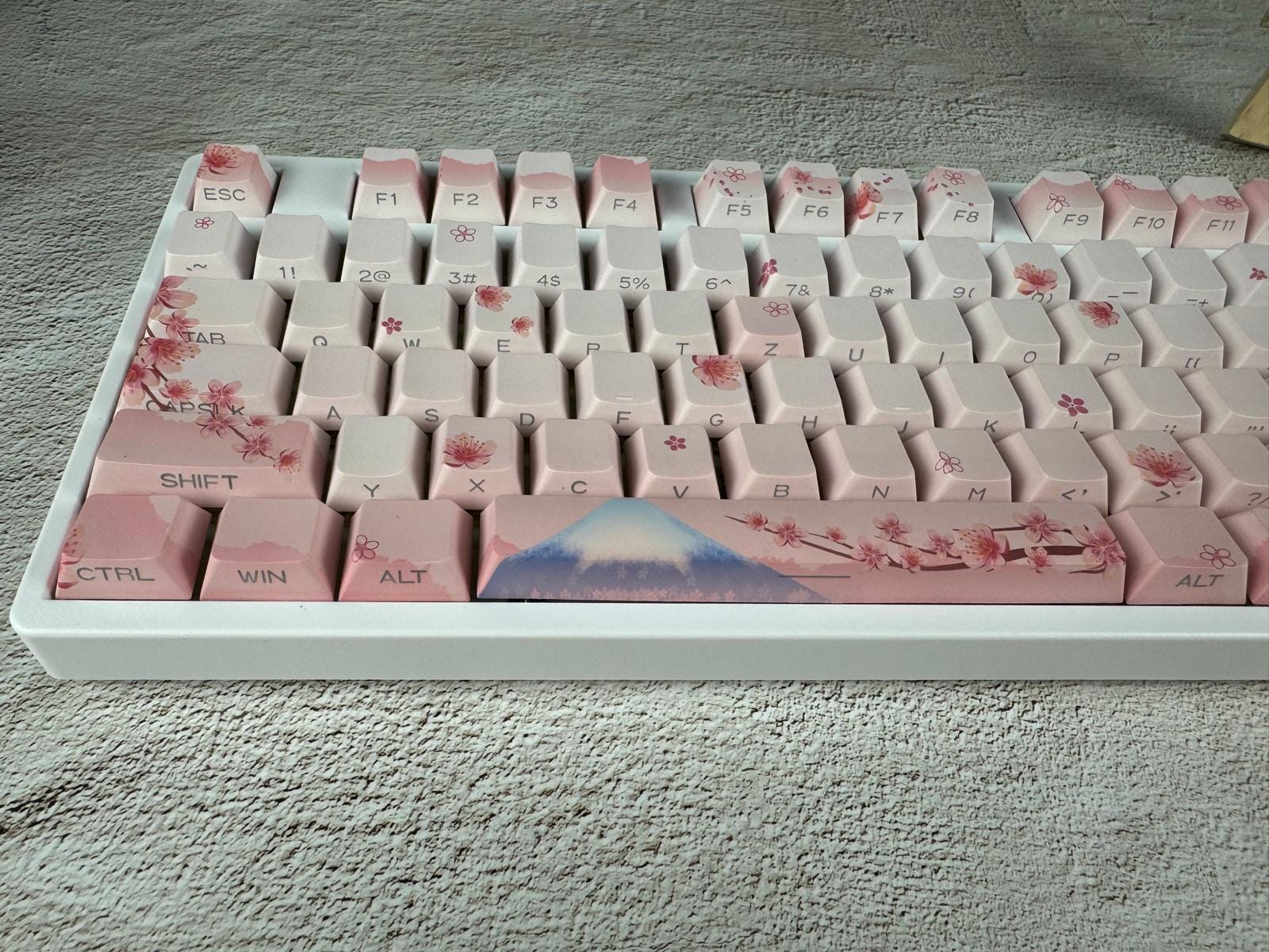 Pink Japanese Cherry Blossom Keycaps, Backlit Side Print Keycap Set ...