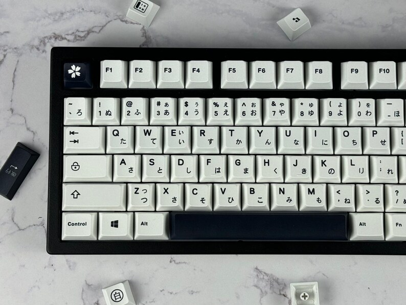 Japanese Theme Keycap Set, Black White Minimalistic Keycap Set for ...