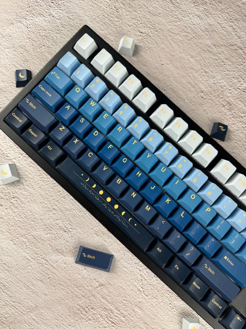 130 Keys Moon Phases Theme Keycap Set, Celestial Moon Keycap Set for ...