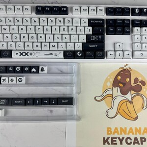 Retro Black & White Keycap Set, Gaming Keycap Set for Mechanical ...