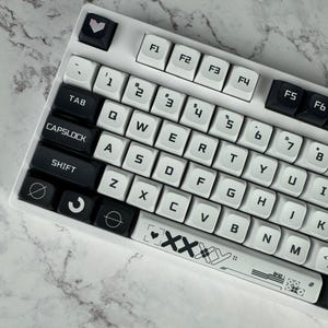 Retro Black & White Keycap Set, Gaming Keycap Set for Mechanical ...
