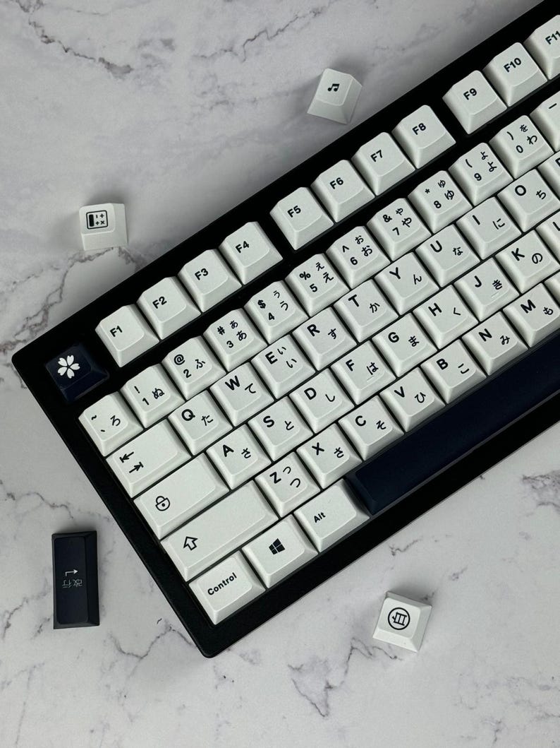 Japanese Theme Keycap Set, Black White Minimalistic Keycap Set for ...