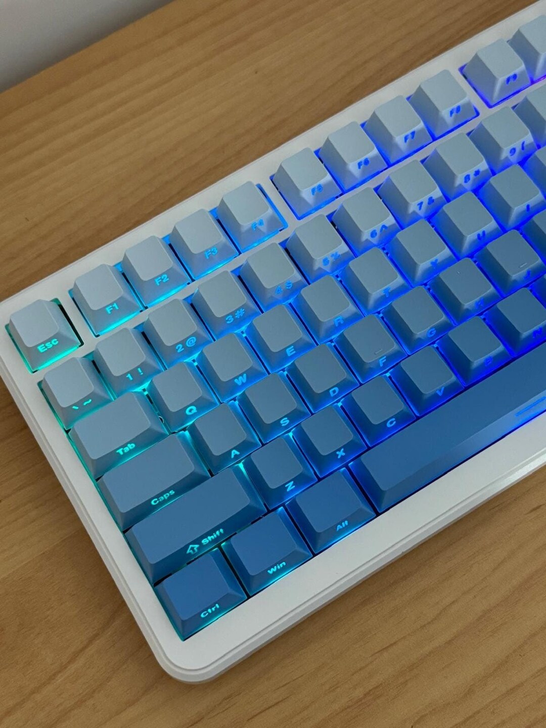 Backlit Blue Side Print Keycaps, Shine Trough Keycap Set for Mechanical ...