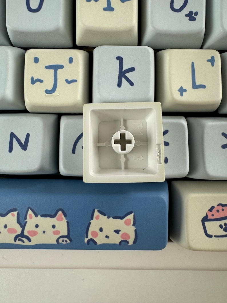 147pcs Cute Cat Keycap Set, Blue and White Keycaps, Animal Keycaps ...