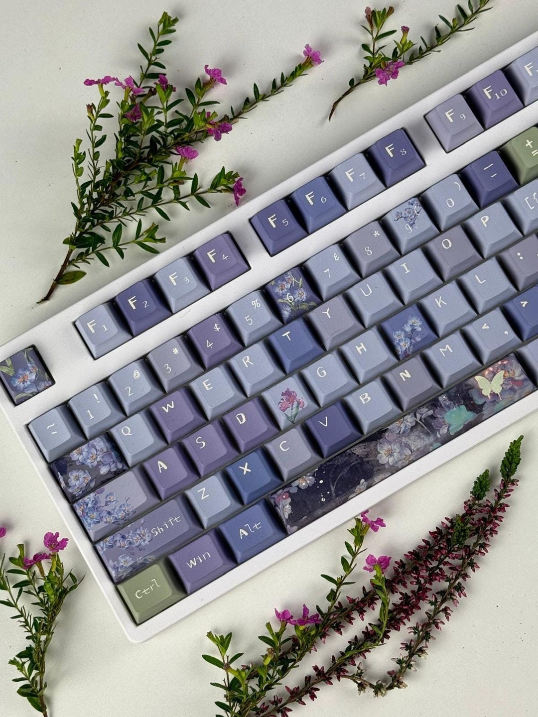 Lavender Flower Theme Keycap Set, Purple Lilac Keycap Set for ...