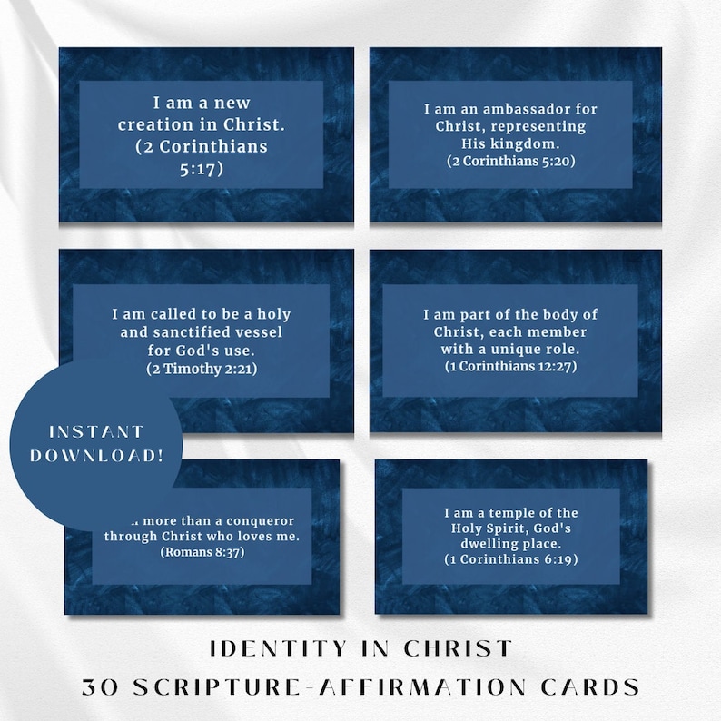 30 Scripture Cards Identity in Christ, Affirmation Cards, Bible Memory ...