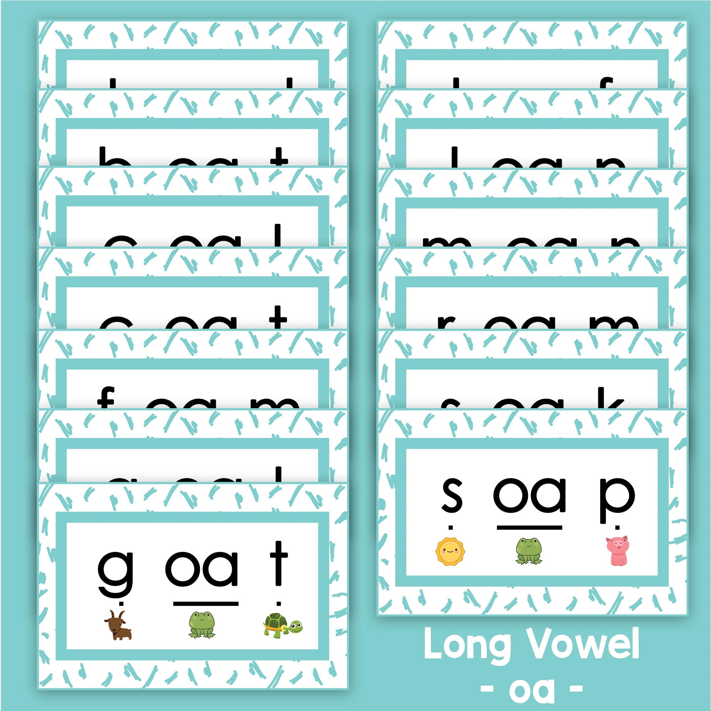 Long Vowel Flashcard | 49 Flashcards - Phonics, Worksheet, Kids ...