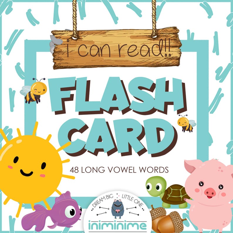 Long Vowel Flashcard | 49 Flashcards - Phonics, Worksheet, Kids ...